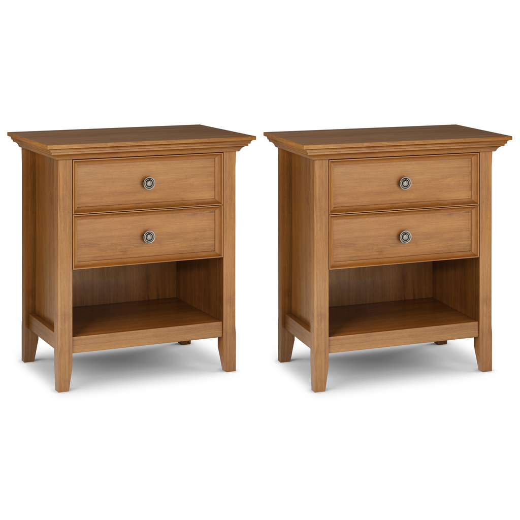 Amherst 24 Inch Solid Wood Bedside Table Set of 2 In Light Golden Brown ...