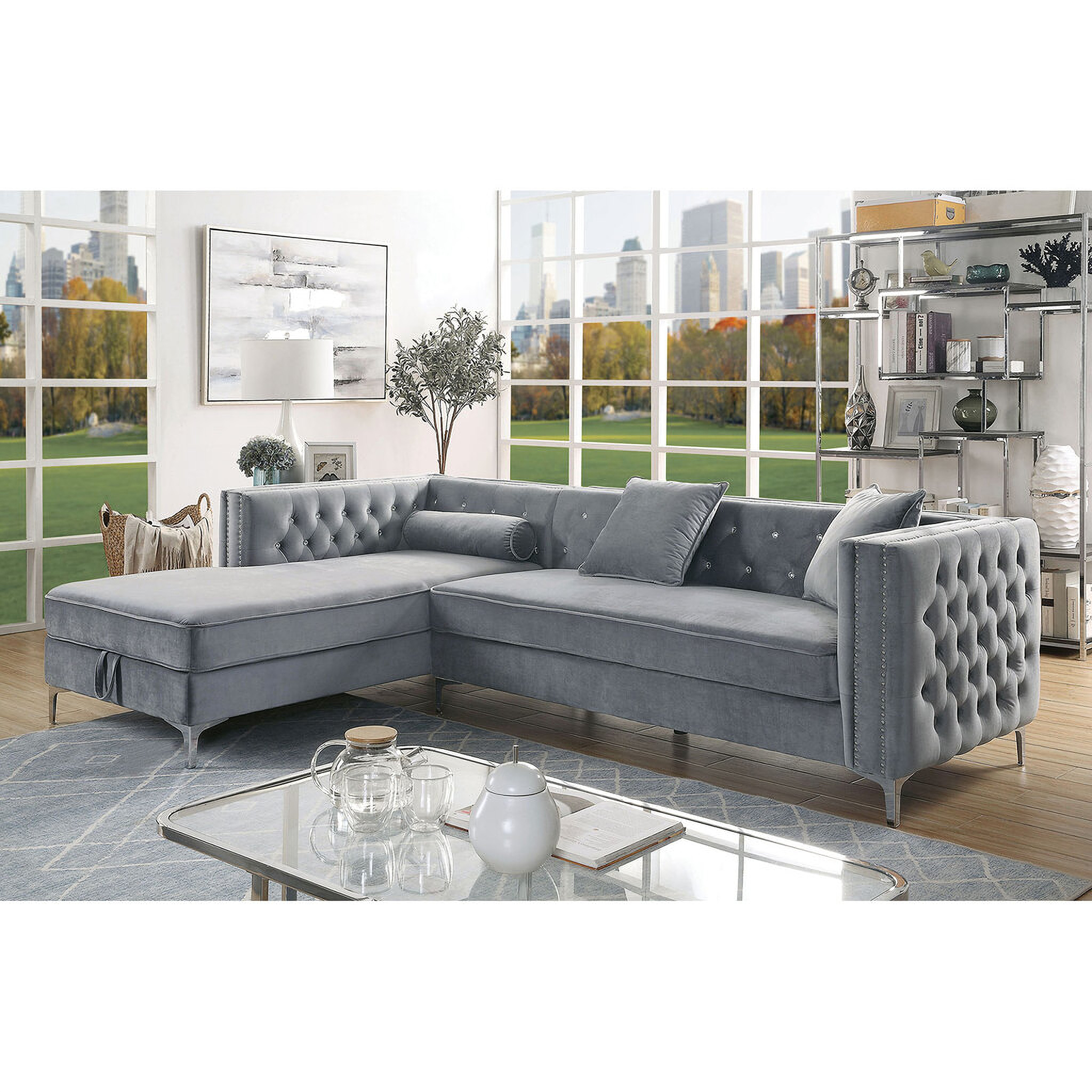 Amie Sectional In Gray by Furniture of America | 1StopBedrooms