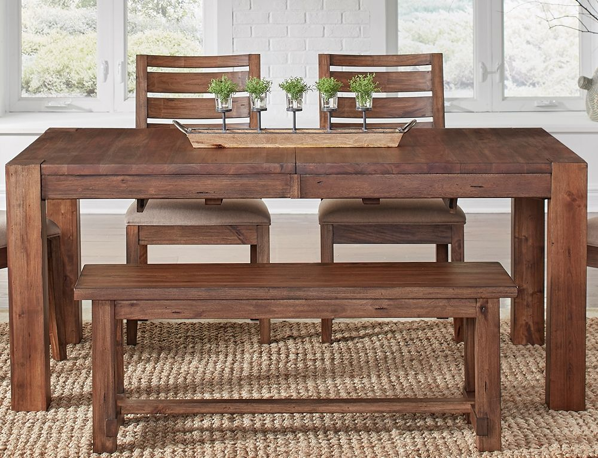 Anacortes Mahogany 90" Extendable Rectangular Leg Dining Table by A ...