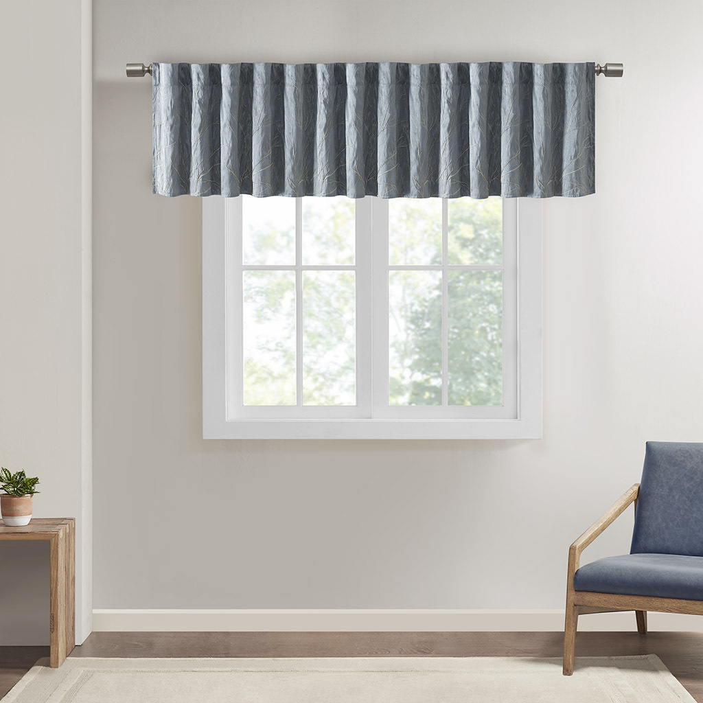 Andora Faux Silk Embroidered Window Valance In Blue by Olliix ...
