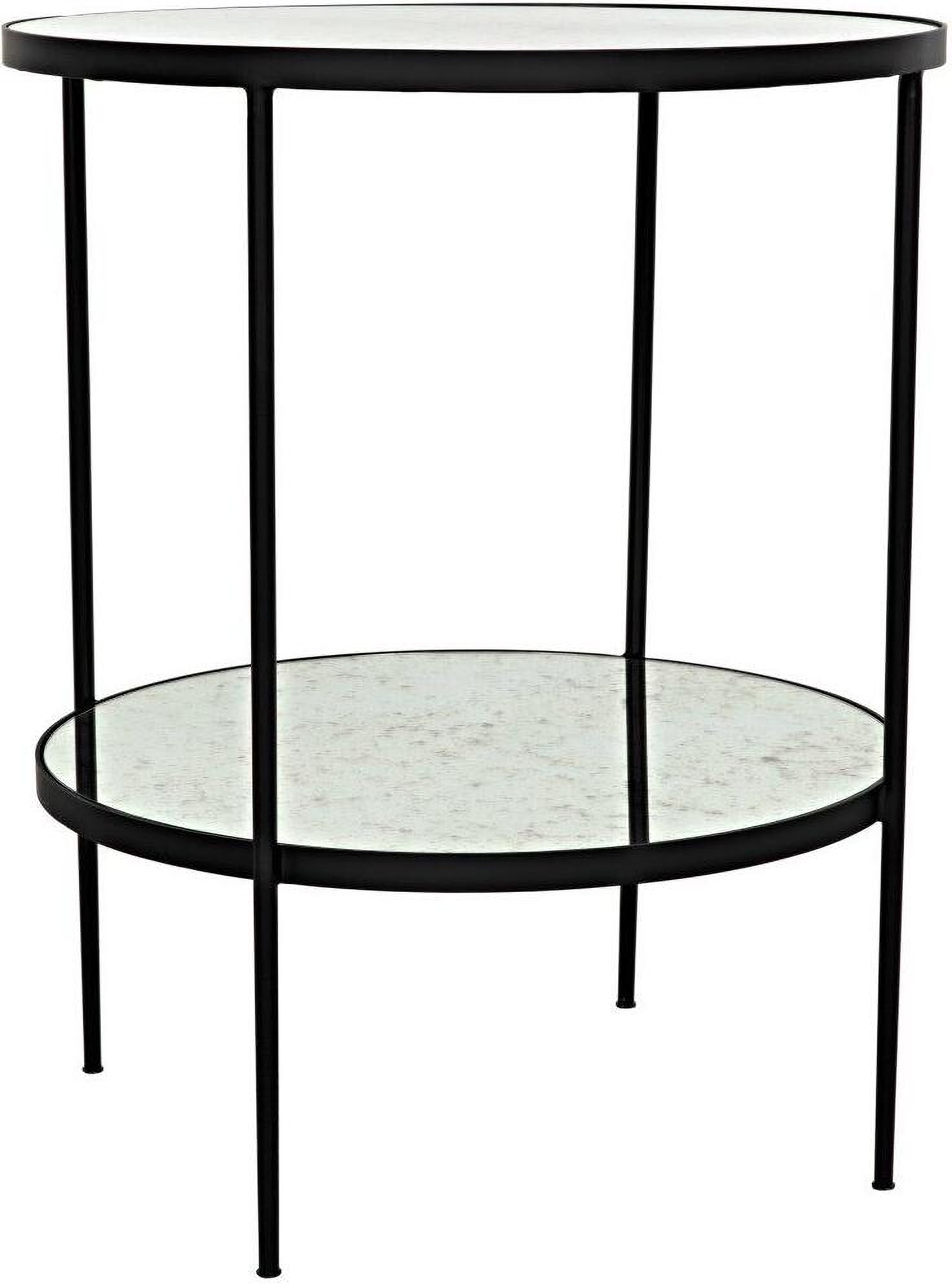 Anna Side Table In Black Steel With Antiqued Mirror by Noir | 1StopBedrooms