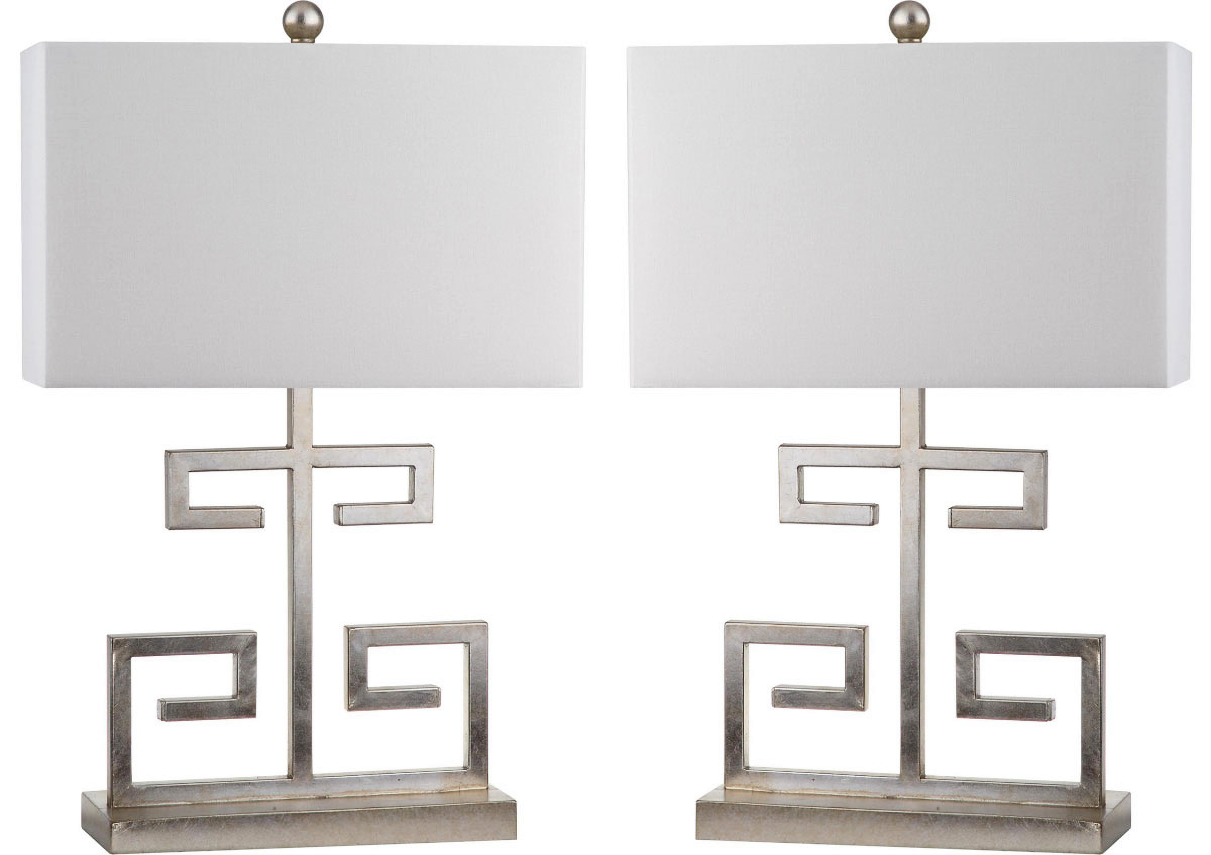 Antiquated Silver and Off-White Greek Key 25 Inch Table Lamp Set of 2 ...