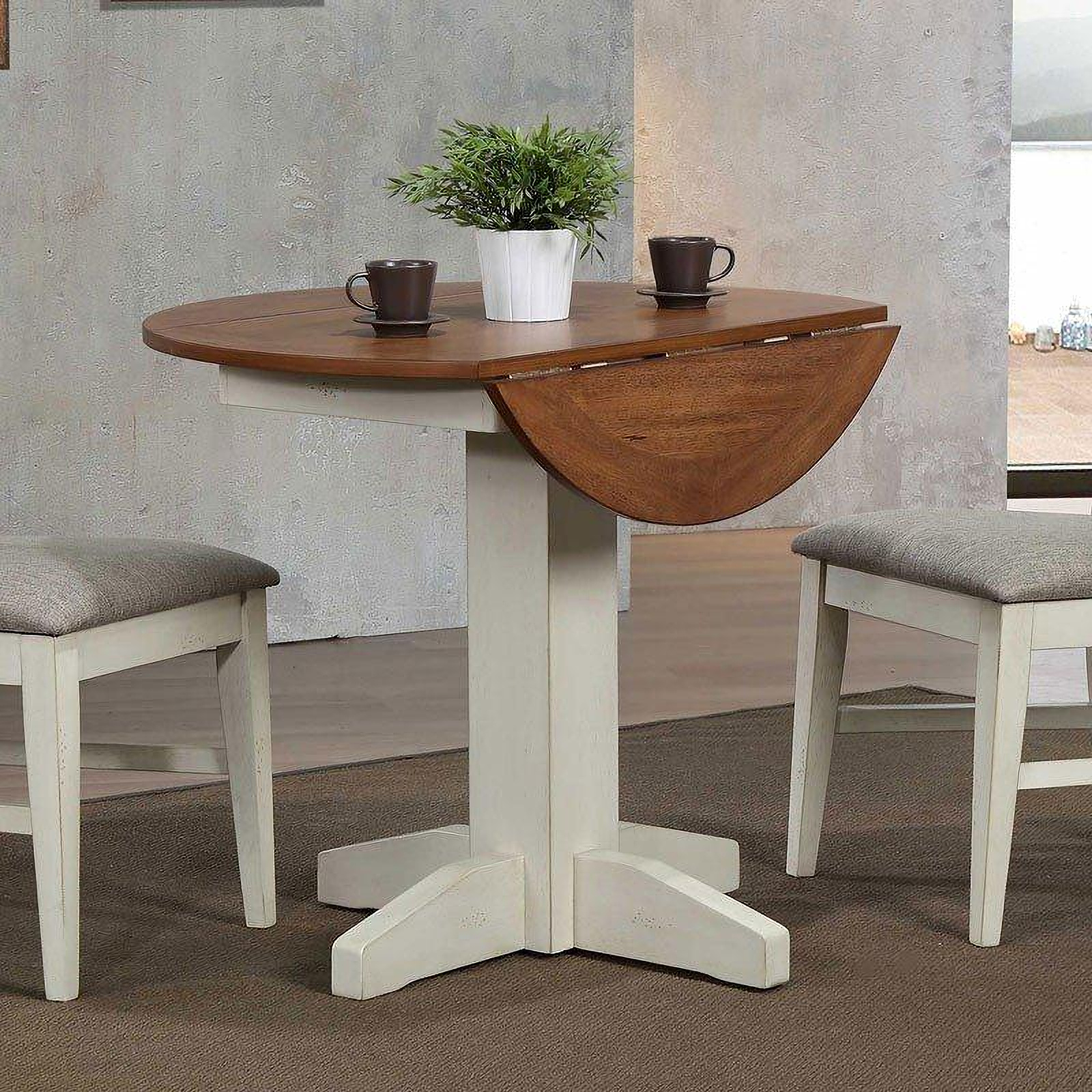 Antique White Drop Leaf Table by ECI | 1StopBedrooms