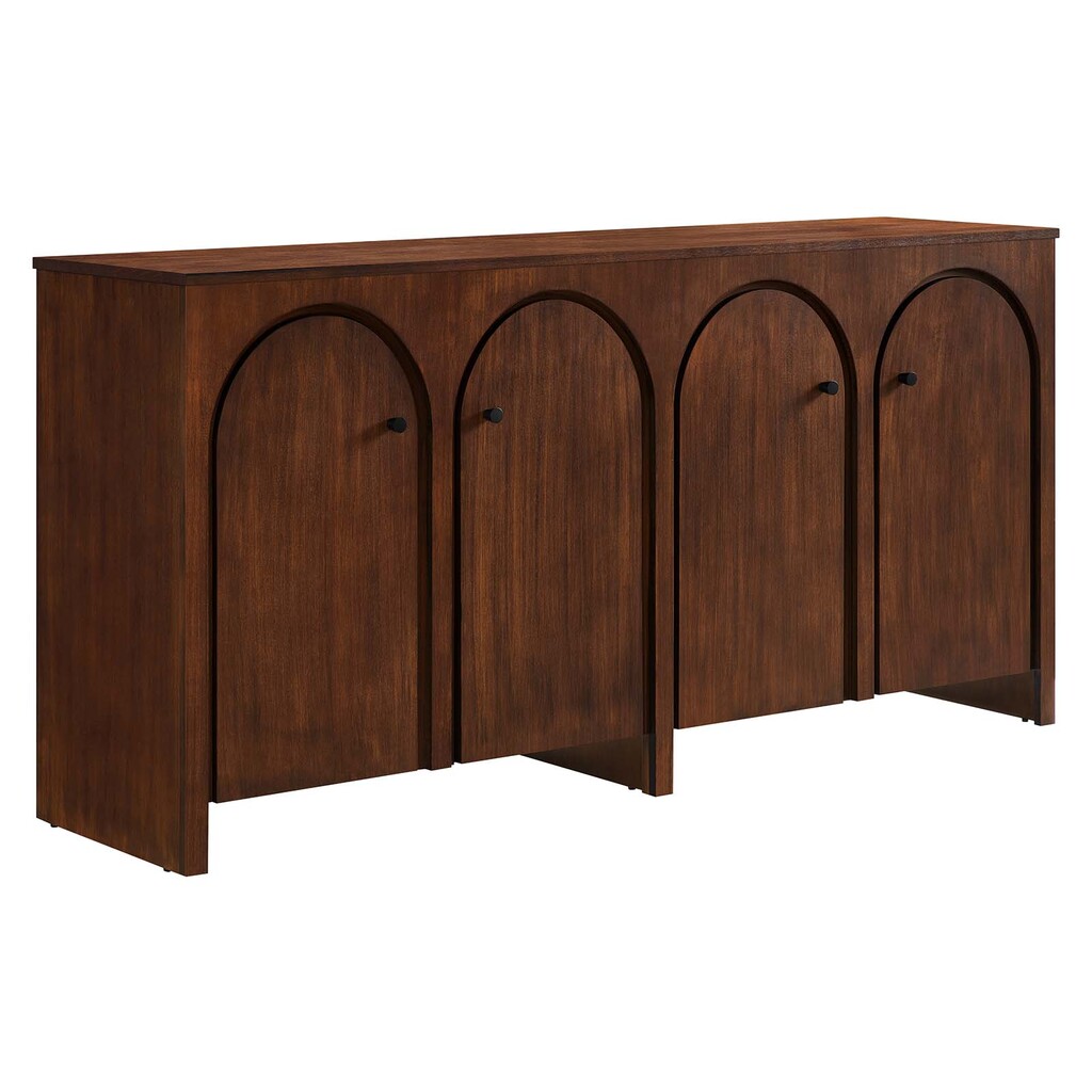 Appia Wood Grain 4 Door Sideboard Storage Cabinet In Walnut by Modway ...