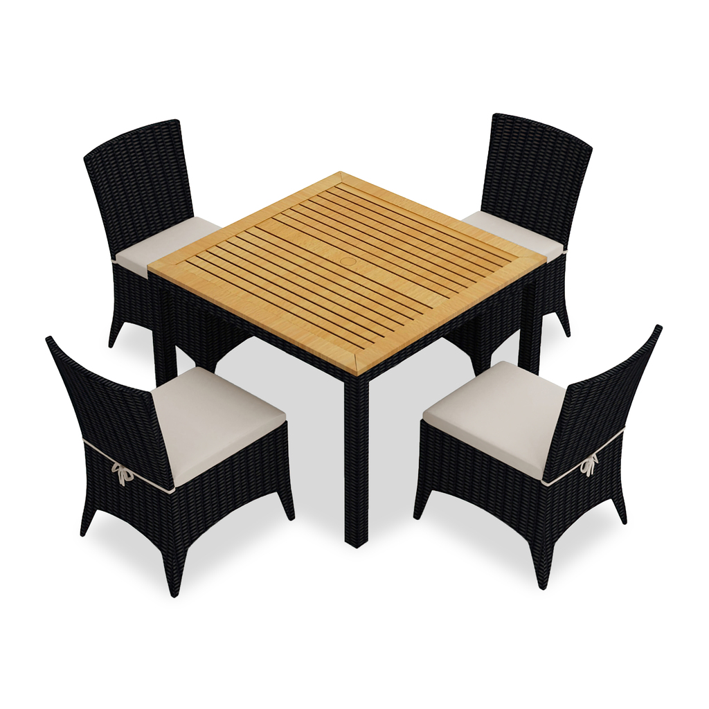 Arbor 5 Piece Square Dining Set In Cast Silver and Coffee by Harmonia ...