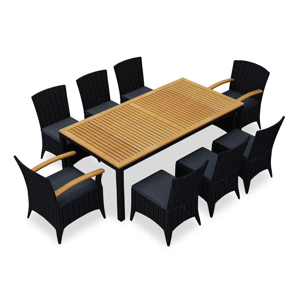 Arbor 9 Piece Dining Set In Spectrum Indigo and Coffee by Harmonia ...