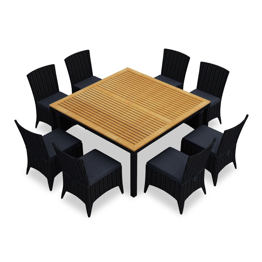 Arbor 9 Piece Square Dining Set In Spectrum Indigo and Coffee by ...