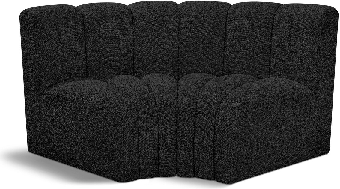 Arc Boucle Fabric 2 Piece Modular Sofa In Black by Meridian | 1StopBedrooms