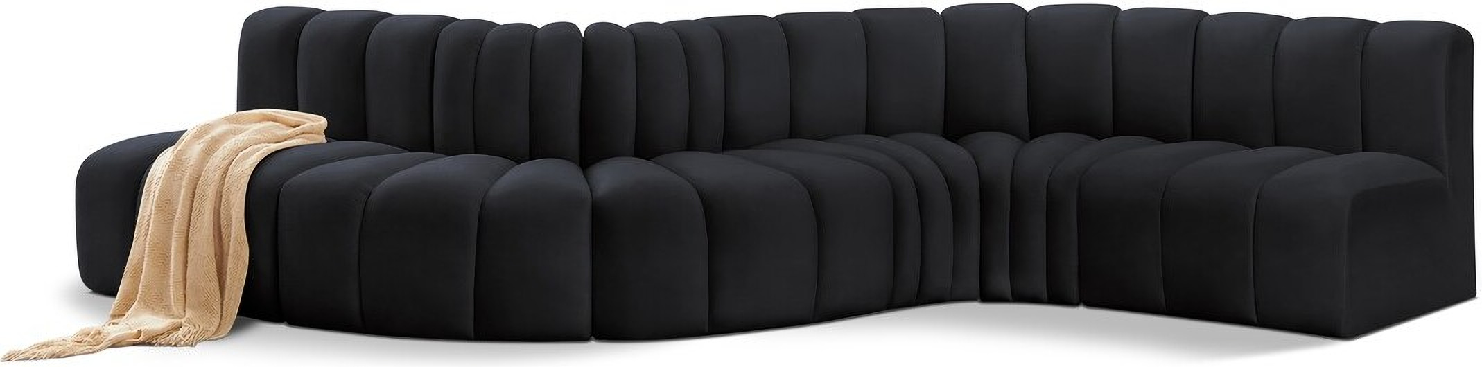 Arc Modular Sofa In Black Velvet by Meridian | 1StopBedrooms