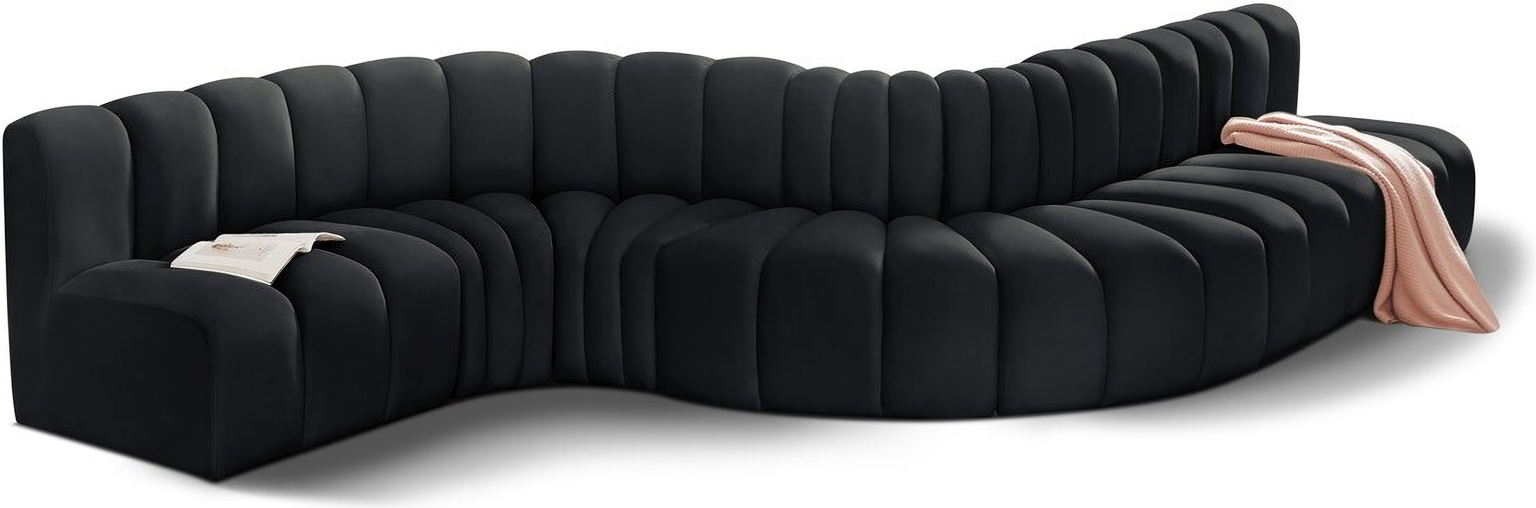Arc Modular Sofa In Black Velvet by Meridian | 1StopBedrooms