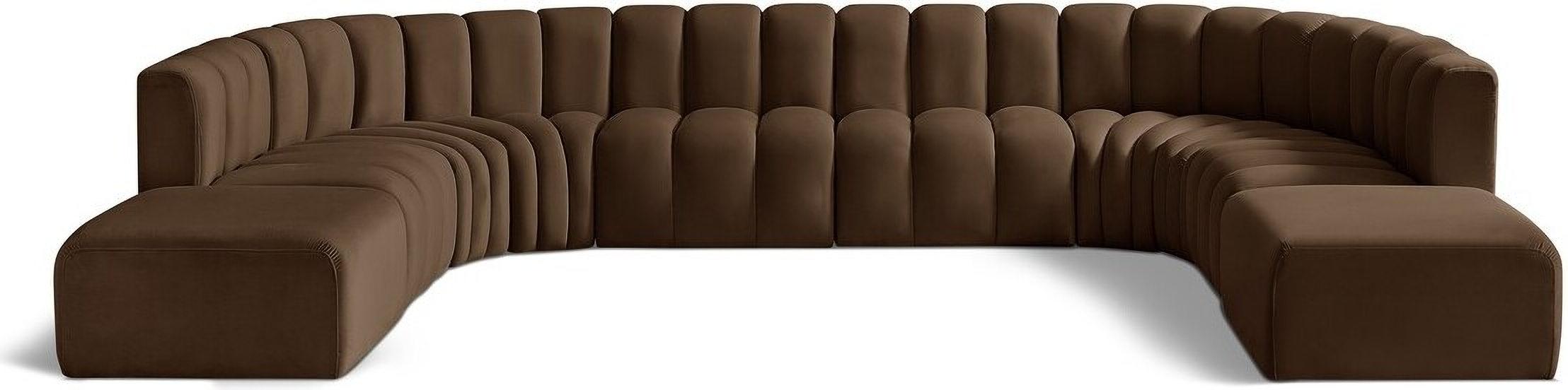 Arc 10 Piece Modular Sofa In Brown Velvet by Meridian | 1StopBedrooms