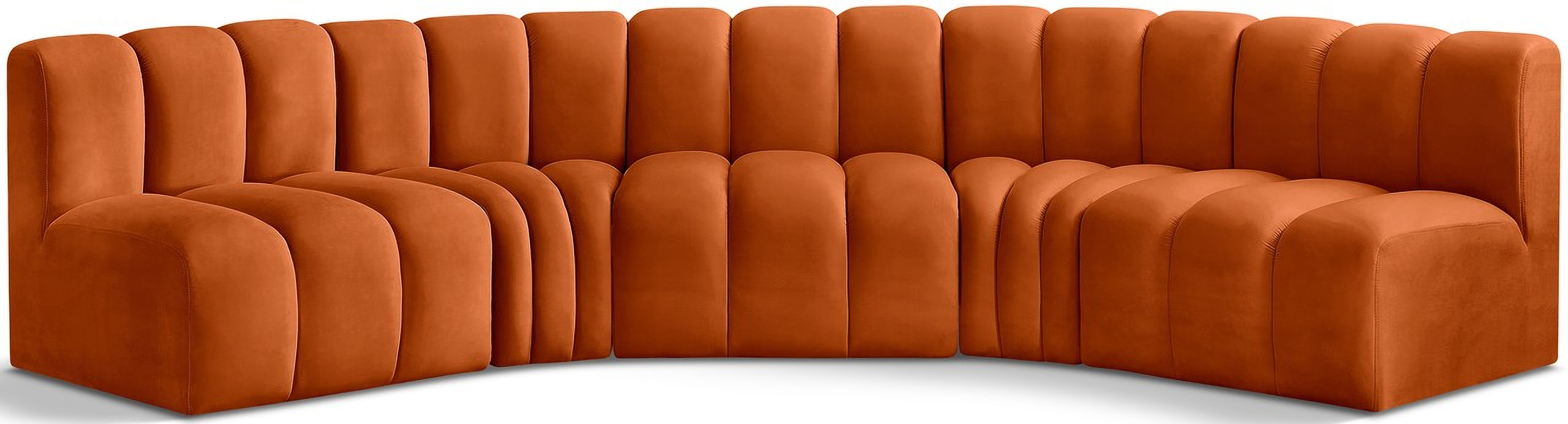 Arc Modular Sofa In Cognac Velvet by Meridian | 1StopBedrooms
