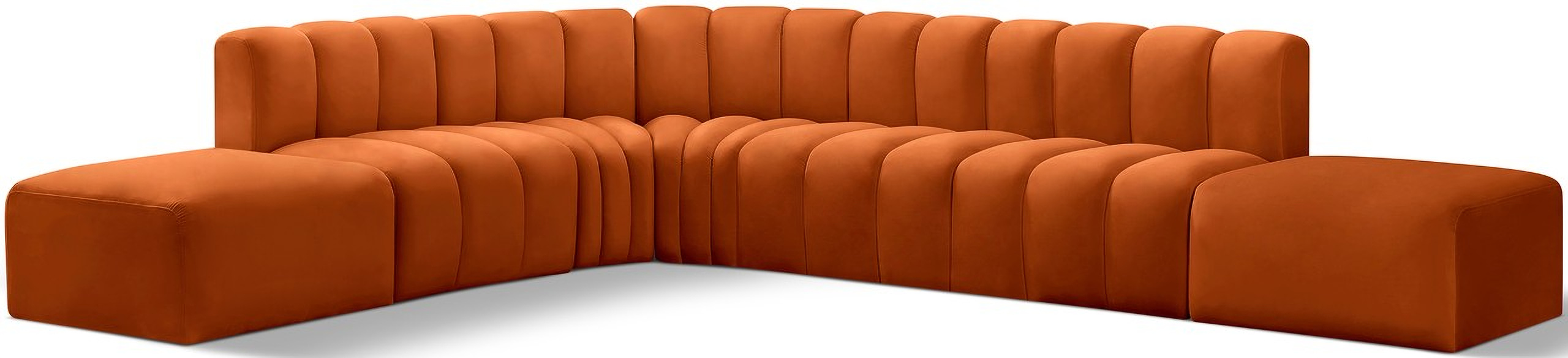 Arc Modular Sofa In Cognac Velvet by Meridian | 1StopBedrooms