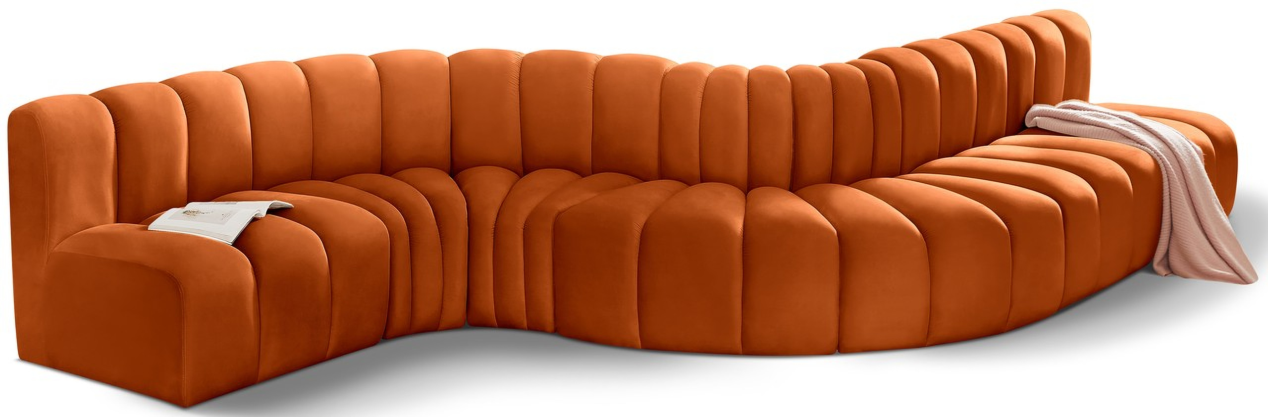Arc Modular Sofa In Cognac Velvet by Meridian | 1StopBedrooms