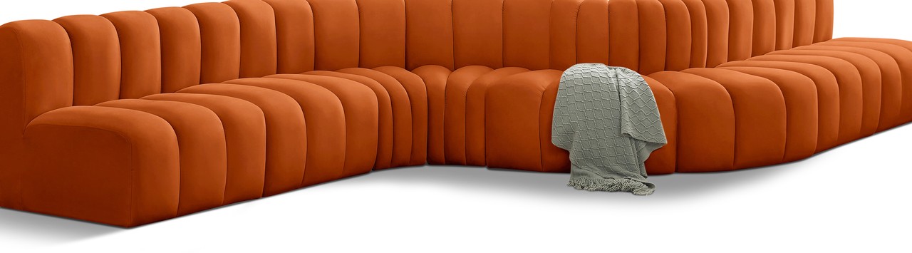 Arc Modular Sofa In Cognac Velvet by Meridian | 1StopBedrooms