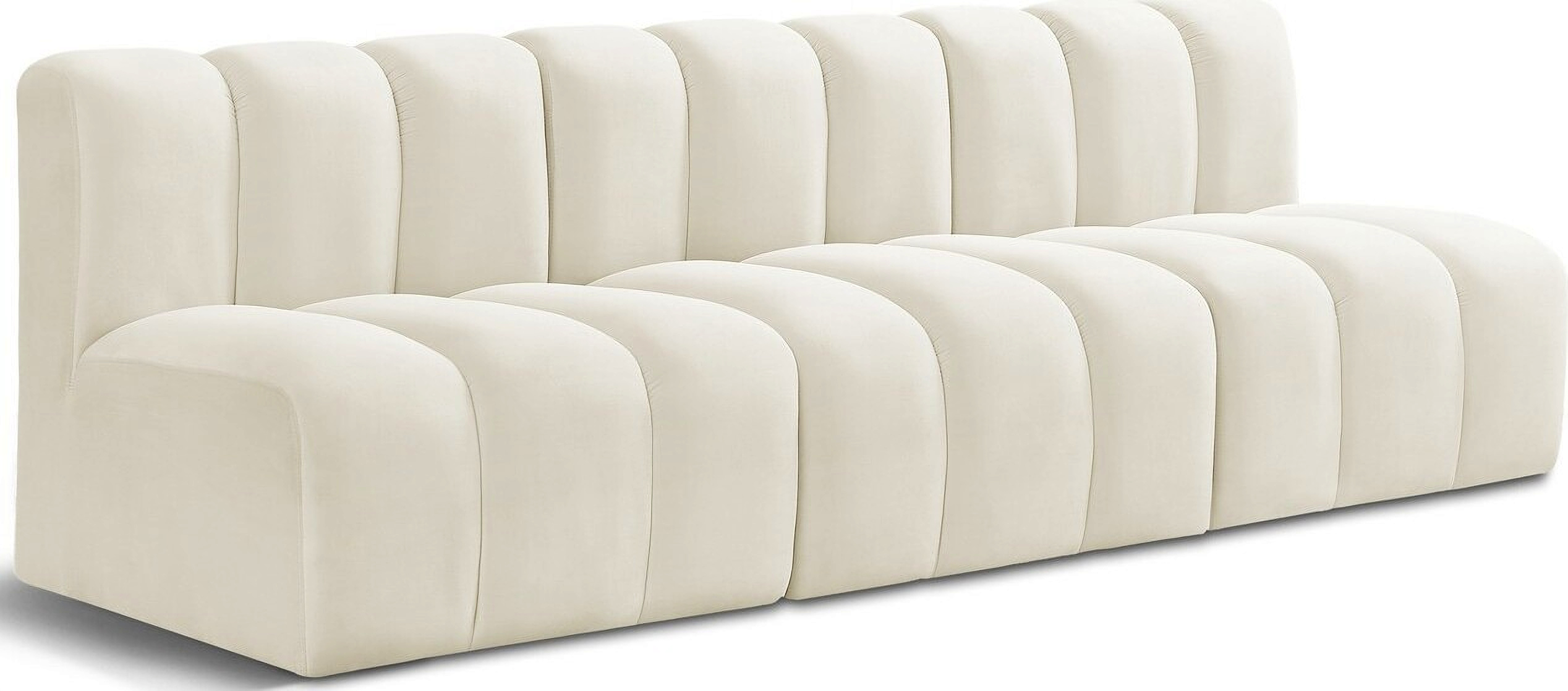 Arc 3 Seater Modular Sofa In Cream Velvet by Meridian | 1StopBedrooms