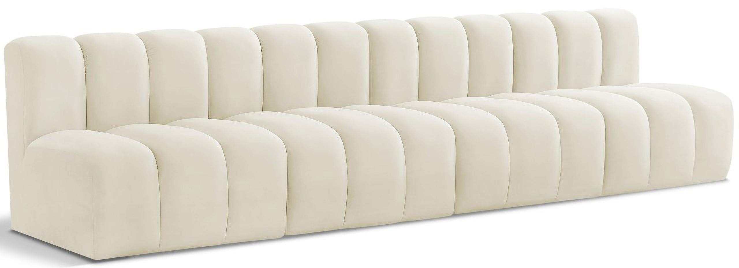 Arc 4 Seater Modular Sofa In Cream Velvet by Meridian | 1StopBedrooms