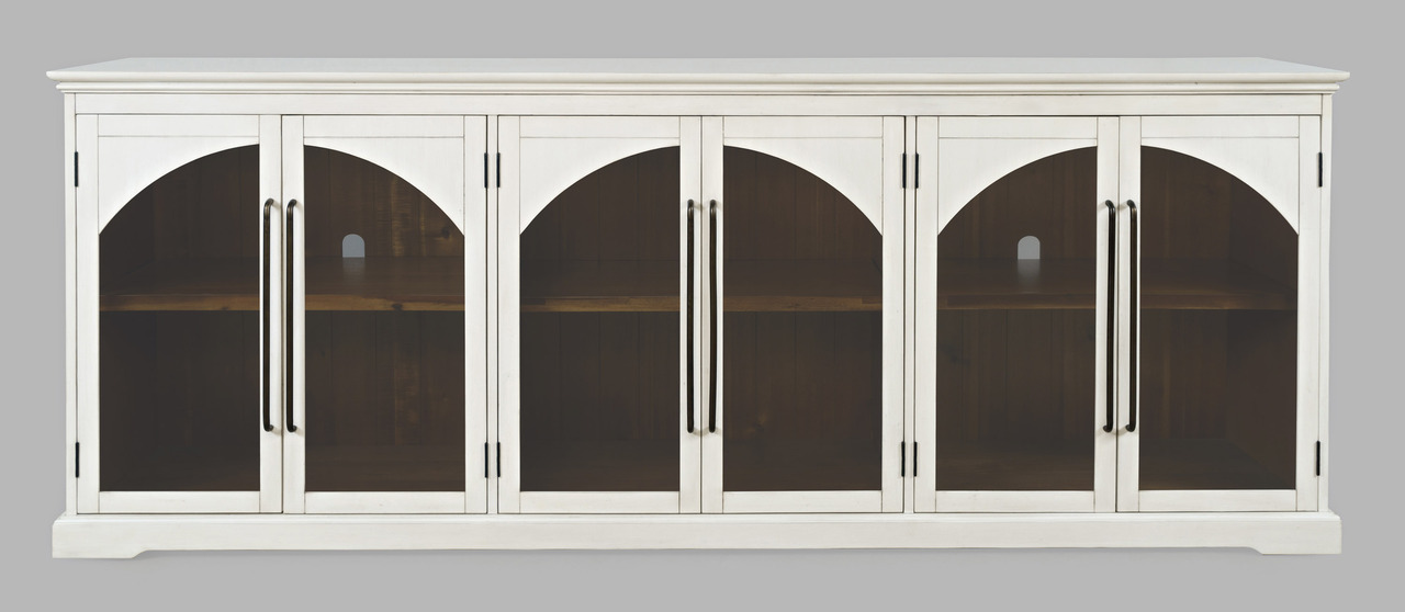 Archdale 96 Inch Gothic Arch Sideboard Storage Cabinet with Glass Doors ...