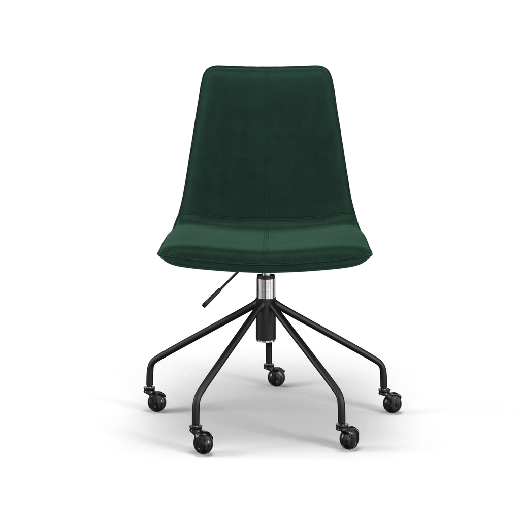 Arco Velvet Rolling Swivel Task Chair In Emerald by Aeon | 1StopBedrooms