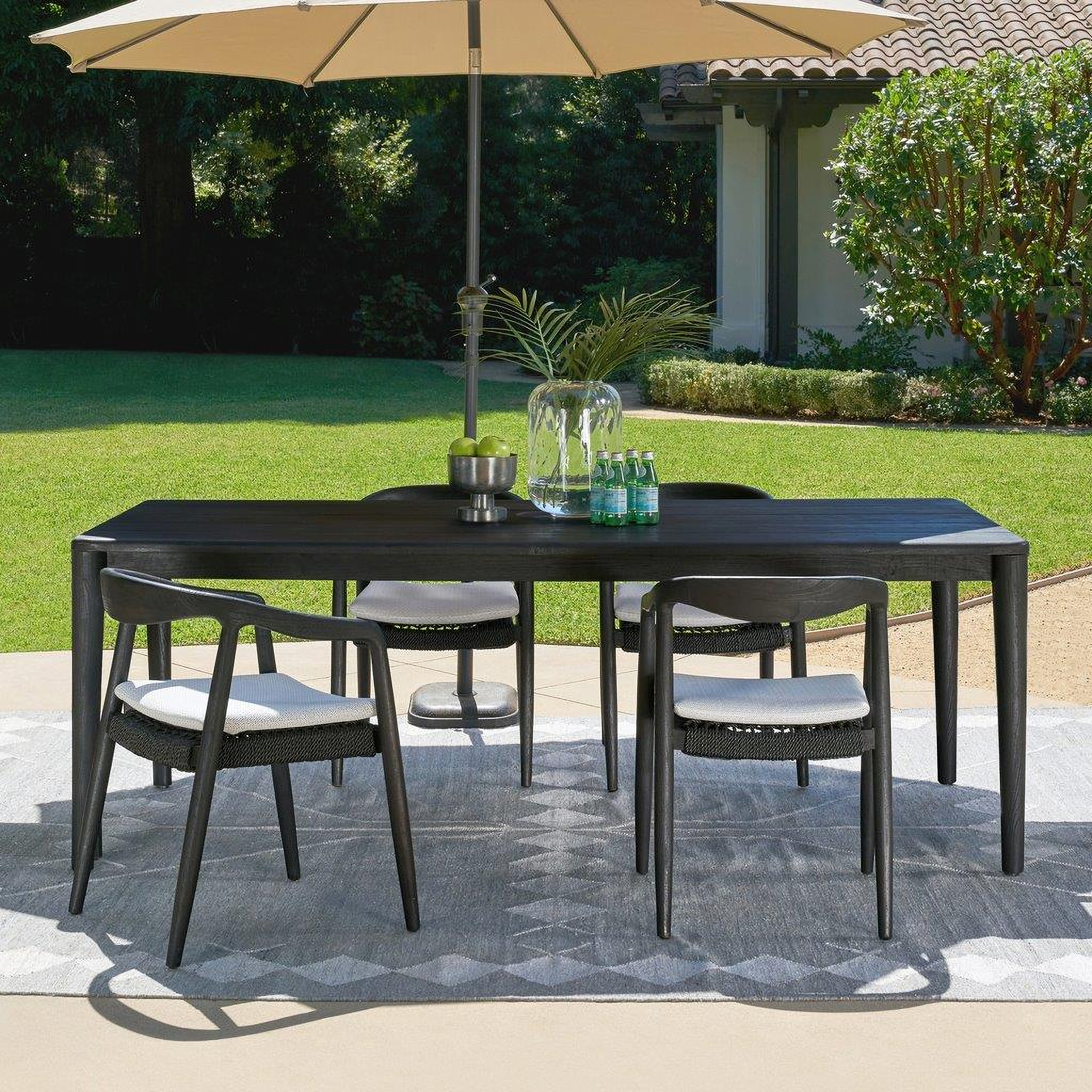 Aria Outdoor Dining Set In Black by Classic Home | 1StopBedrooms