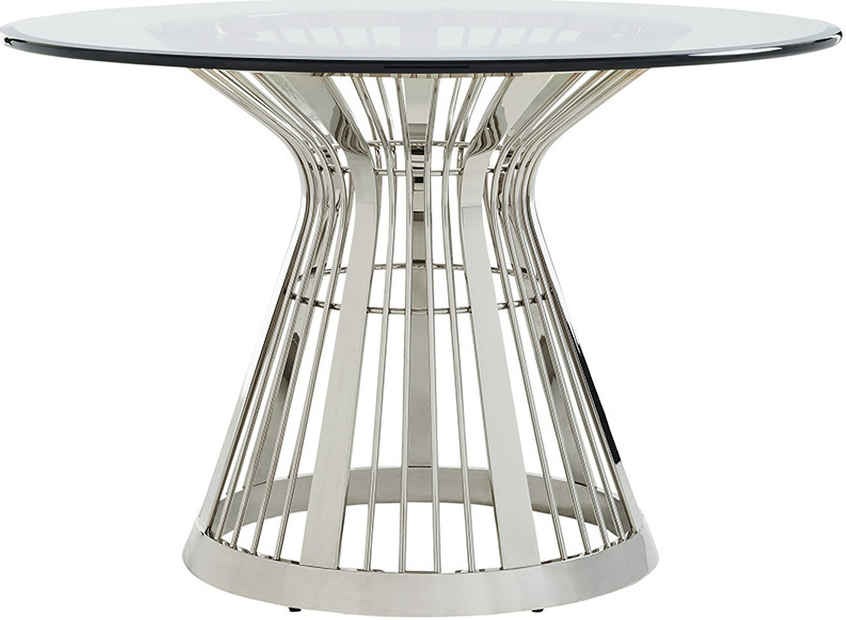 Ariana Riviera Stainless Dining Table with 48 Inch Glass Top In ...