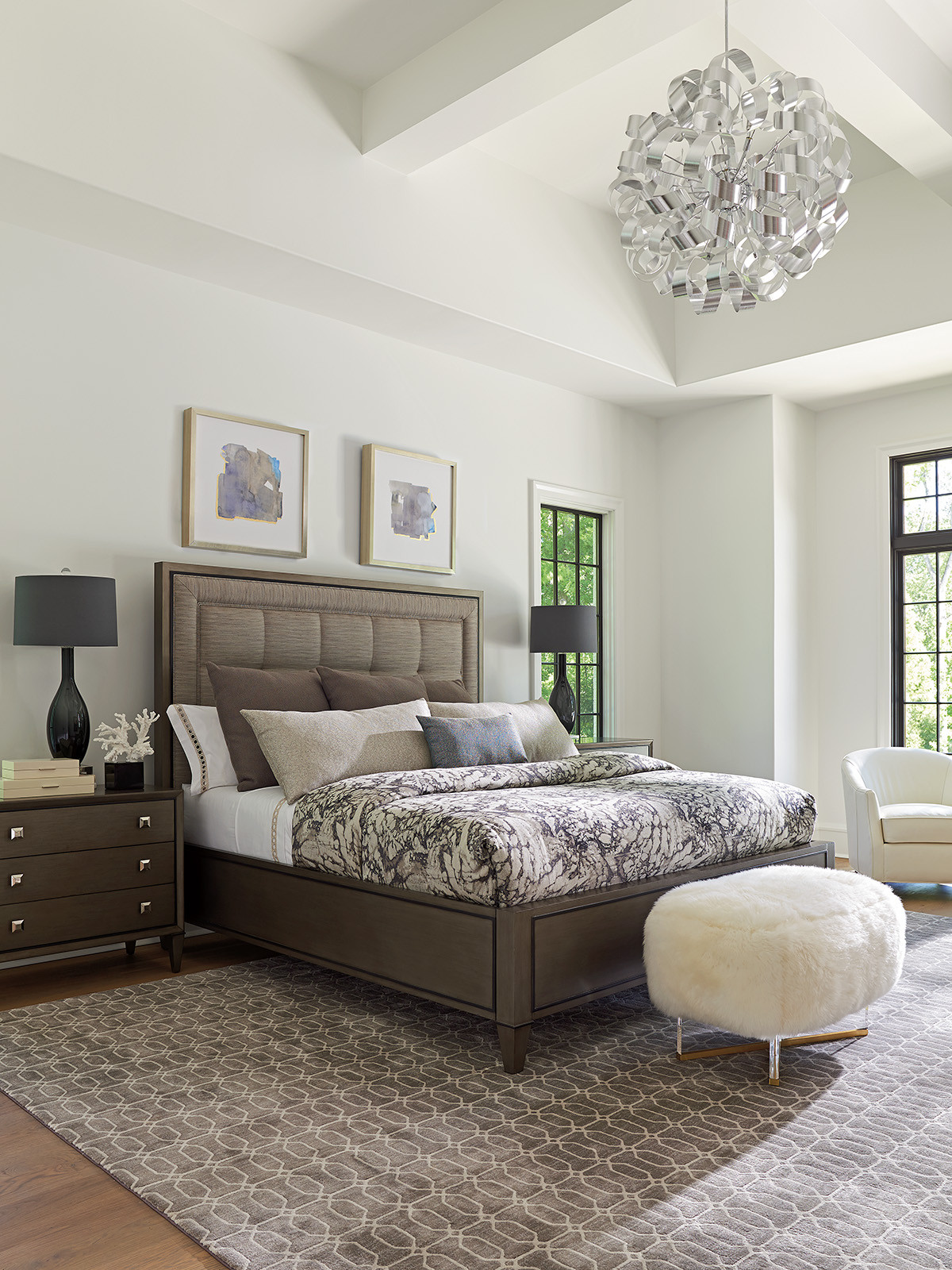 Ariana Platinum Upholstered Panel Bedroom Set by Lexington | 1StopBedrooms