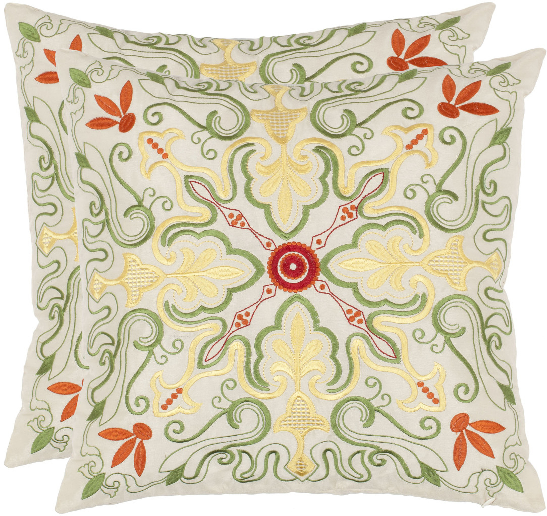 Ariel 18 Inch Pillows Set of 2 In White and Multi by Safavieh ...