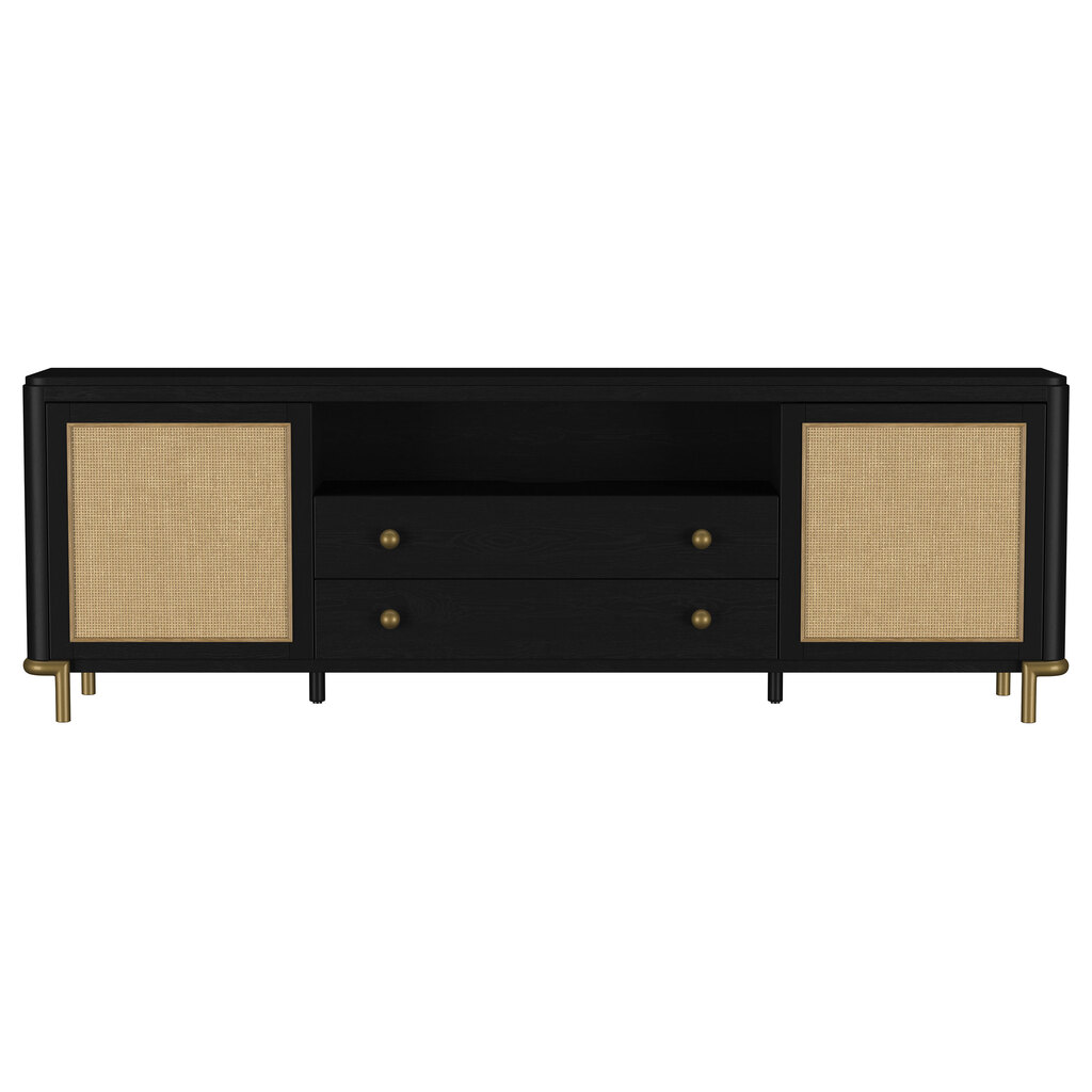 Arini Rattan Cane 2-Door TV Stand Media Console In Natural and Black by ...