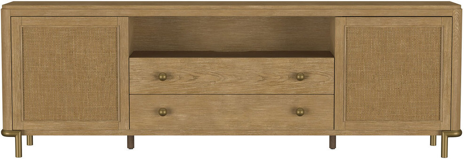 Arini Rattan Cane 2-Door TV Stand Media Console In Sand Wash and ...