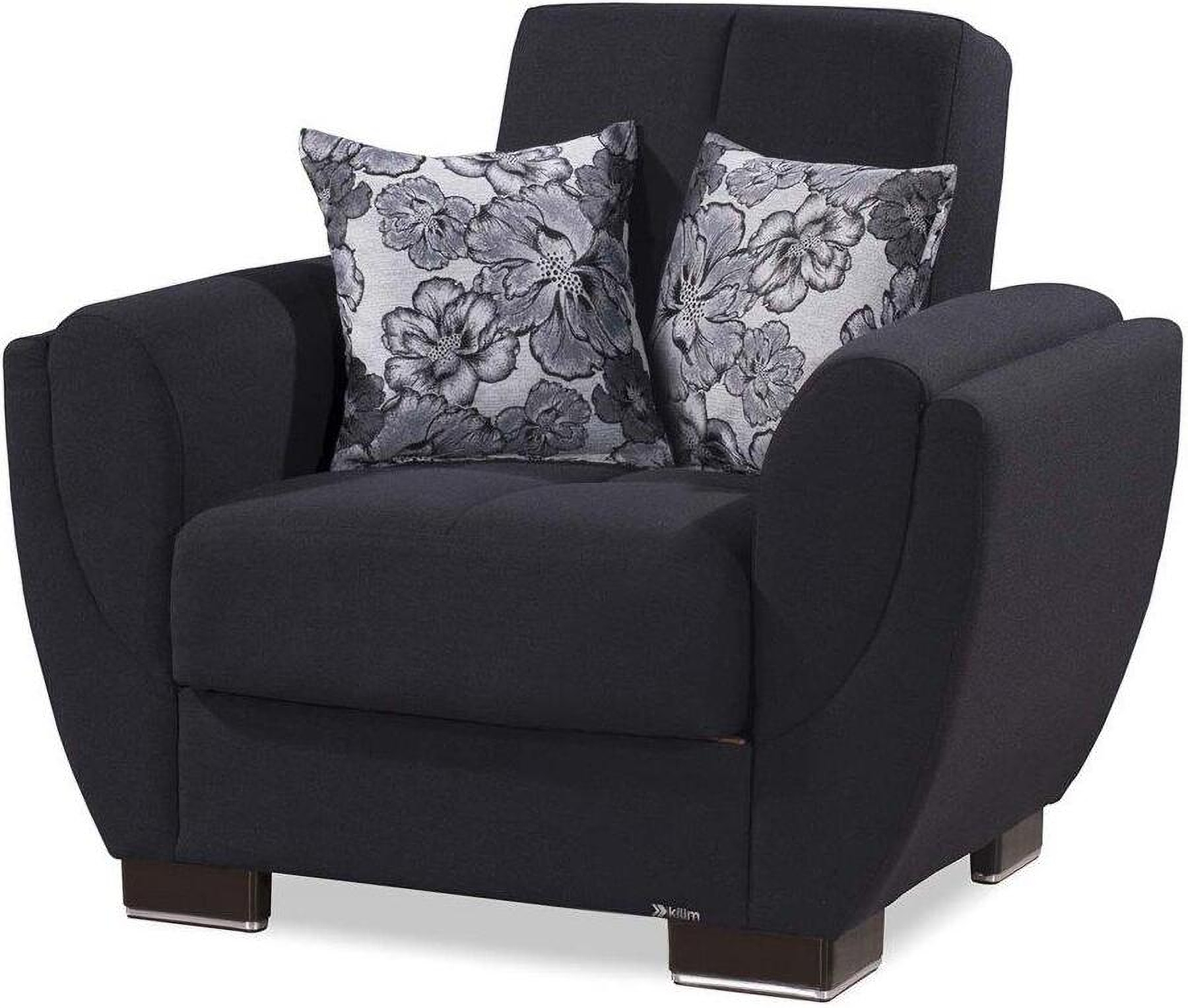 Armada Air Upholstered Convertible Armchair with Storage In Denim Blue ...