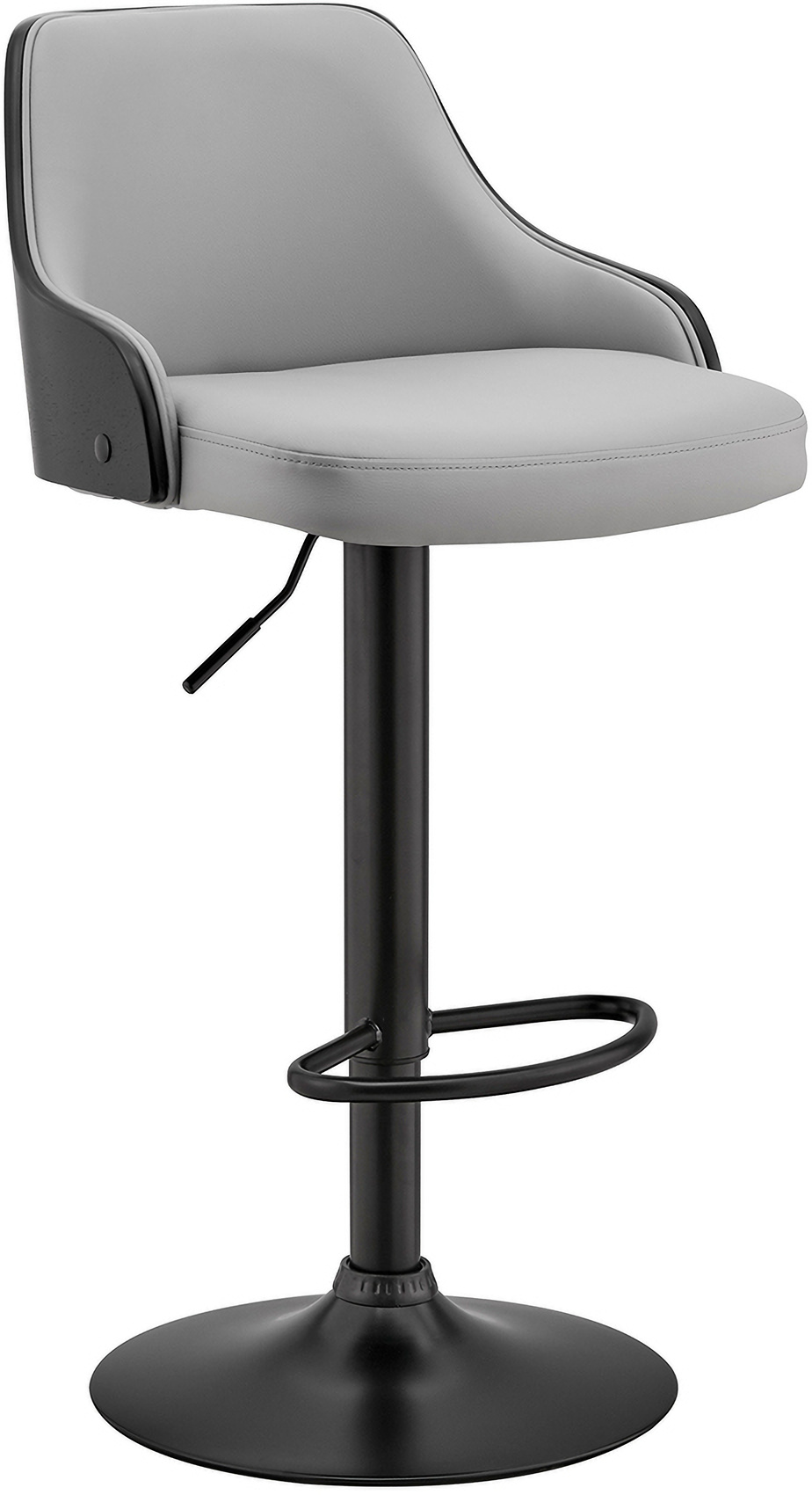 Asher Adjustable Gray Faux Leather and Black Finish Bar Stool by Armen ...