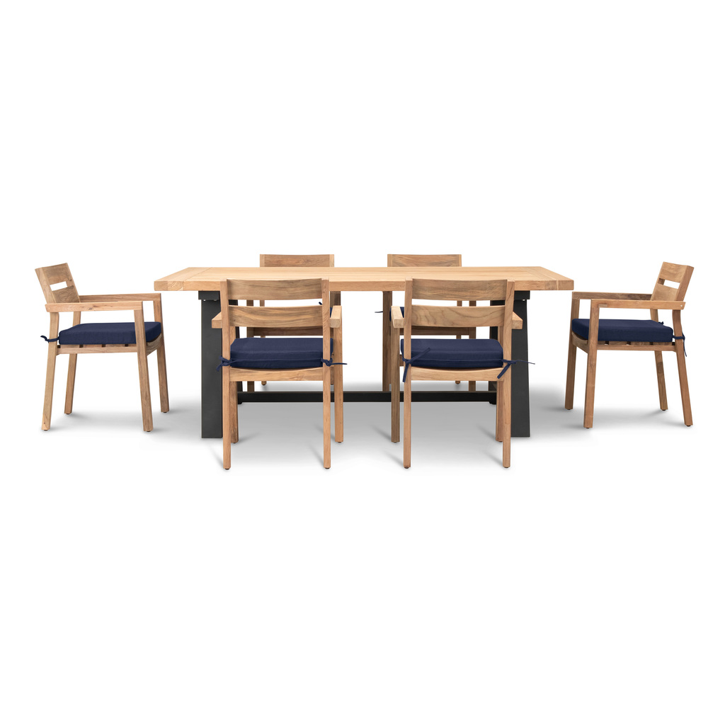 Asher Mill 6 Seat Dining Set In Spectrum Indigo and Teak by Harmonia ...