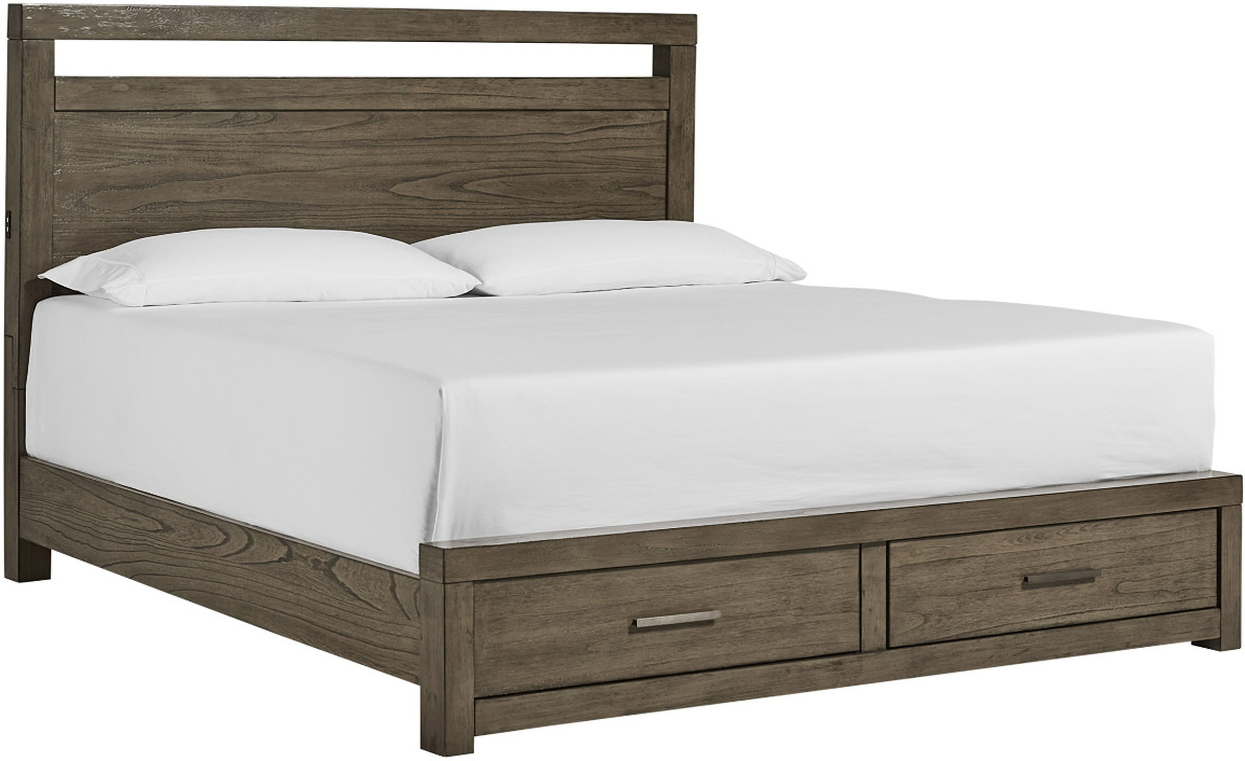 Aspenhome Modern Loft Queen Panel Storage Bed in Greystone | 1StopBedrooms