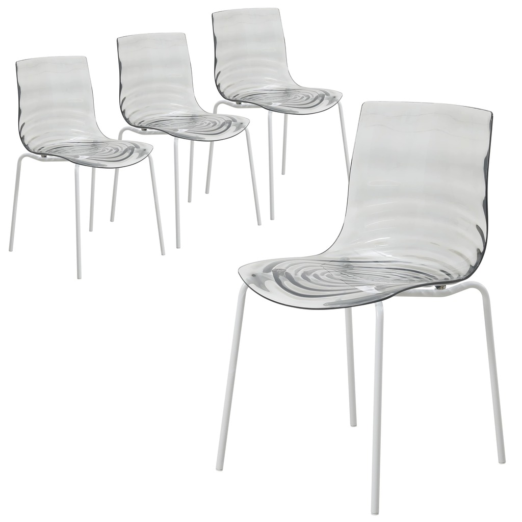 Astor Water Ripple Design Dining Chair In White Base and Transparent ...