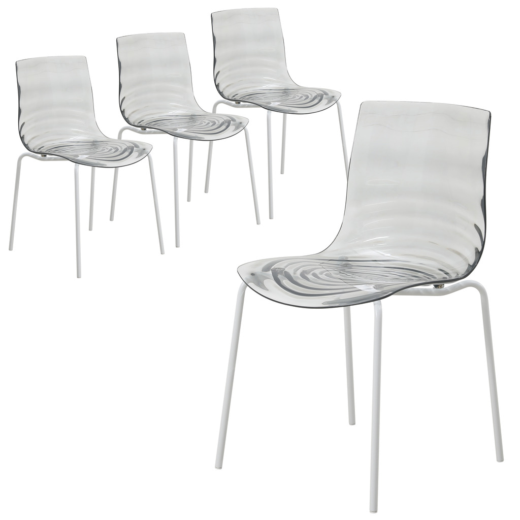 Astor Water Ripple Design Dining Chair Set of 4 In White Base and ...