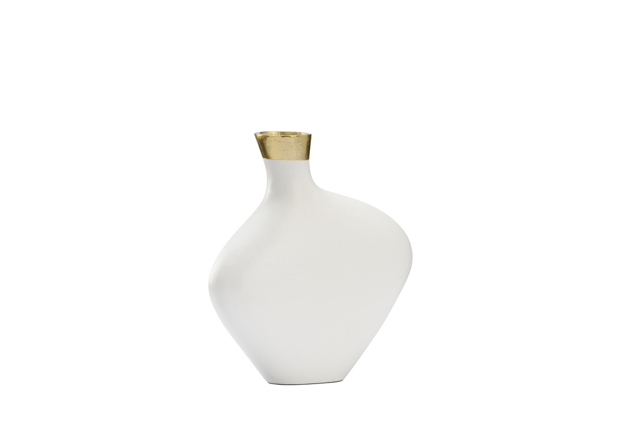 Asymmetric Vase Small In Cream and Gold by Chelsea House | 1StopBedrooms