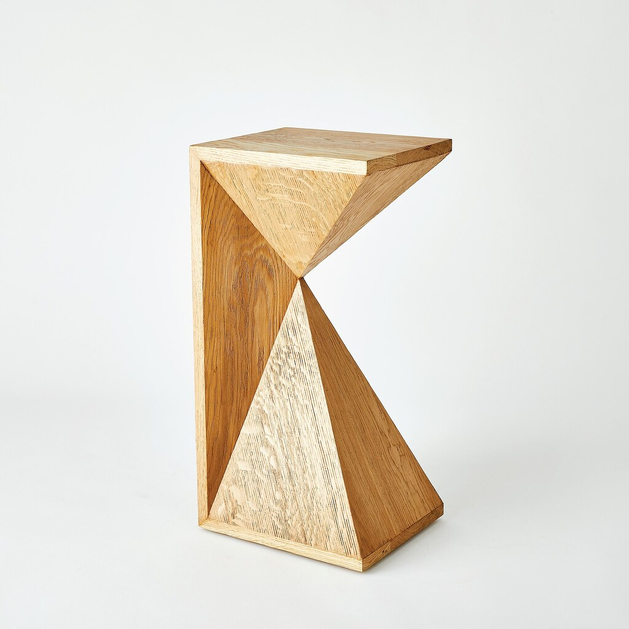 Asymmetrical Angle Side Table In Oak by Global Views | 1StopBedrooms