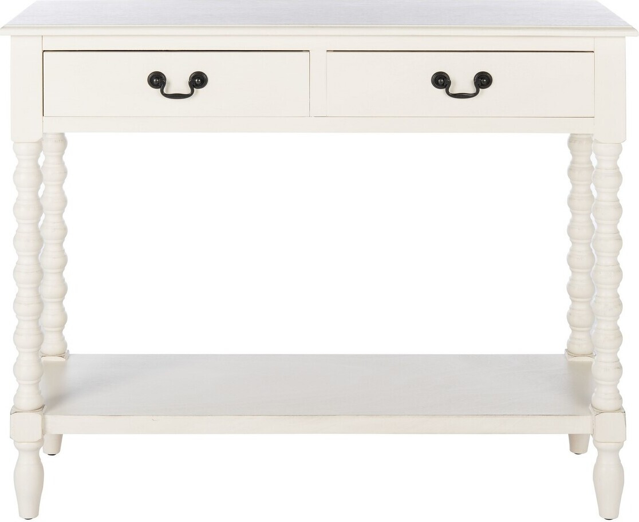 Athena 2 Drawer Console Table in Distressed White by Safavieh | 1StopBedrooms