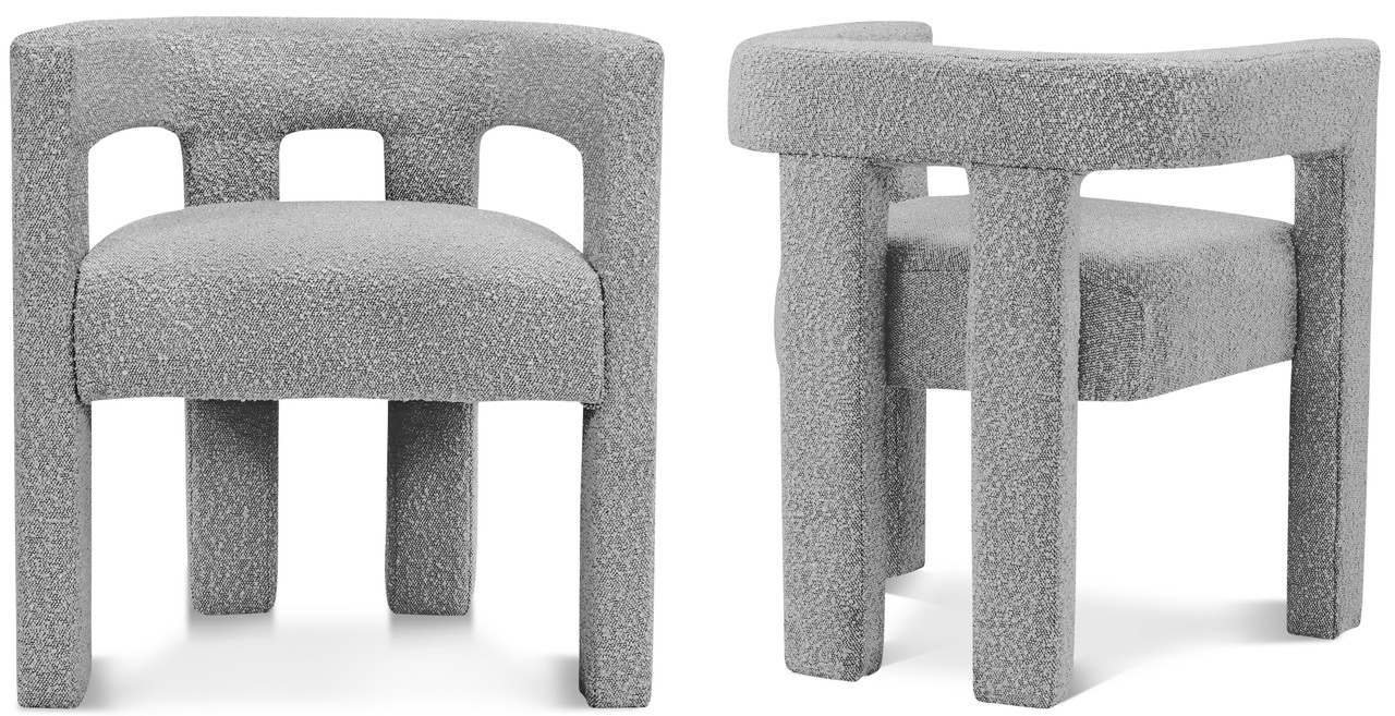 Athena Boucle Fabric Accent/Dining Chair In Grey by Meridian ...
