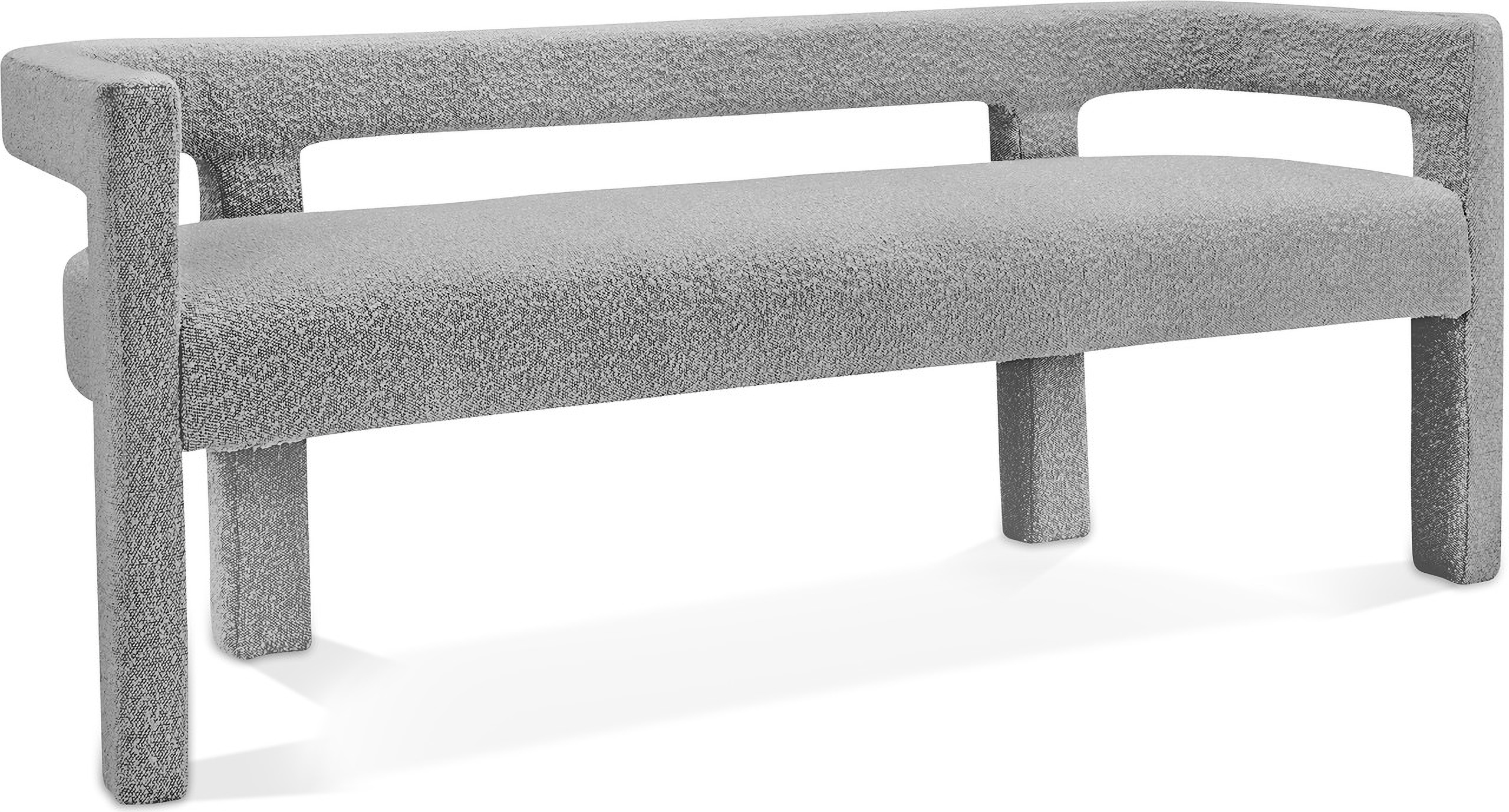 Athena Boucle Fabric Bench In Grey by Meridian | 1StopBedrooms