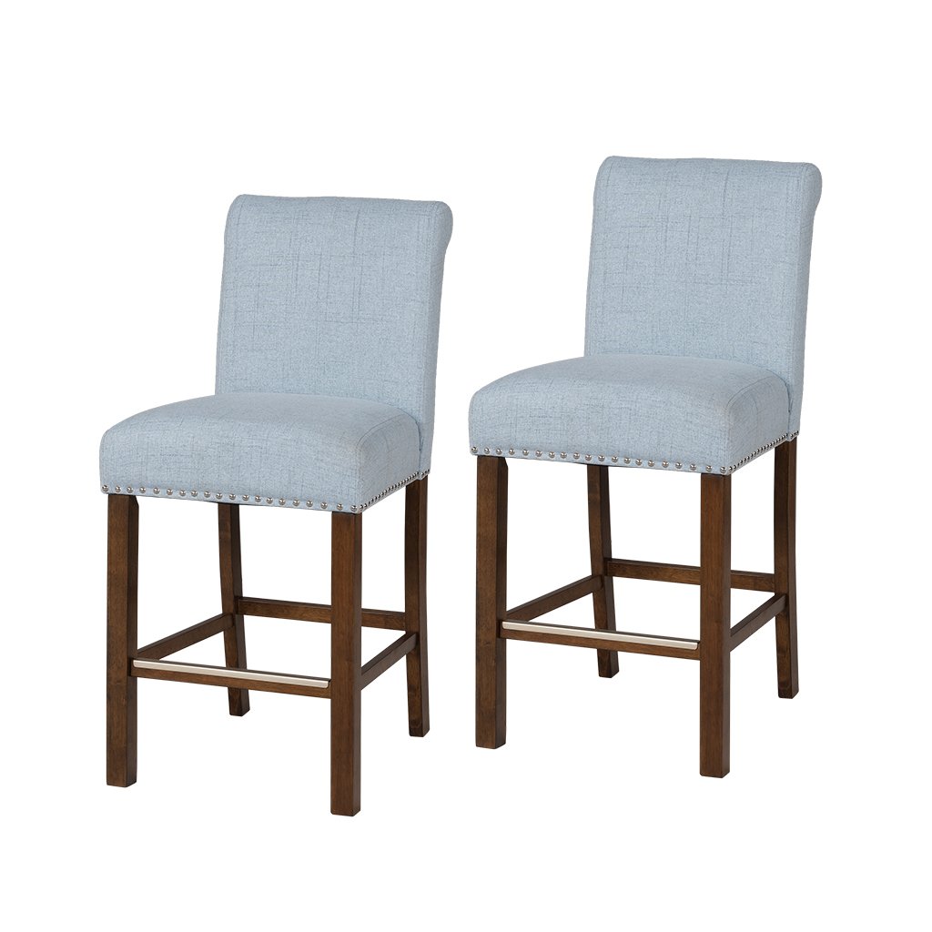 Aubrey Upholstered Counter Stool With Nailhead Trim Set Of 2 In Light