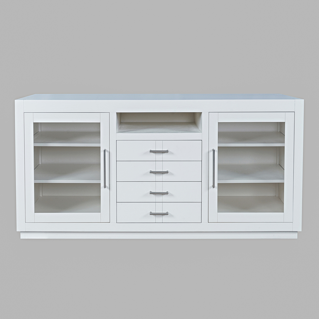 Auburn Hills 60 Inch Media Console with Tempered Glass Doors, Drawers ...