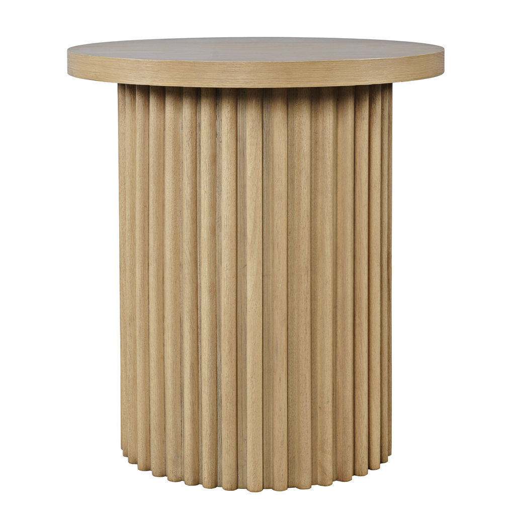 Auden 24 Inch Round Fluted Pedestal Base End Table In Natural by Jofran ...
