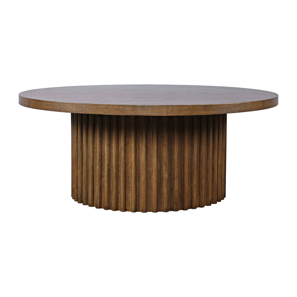 Auden 40 Inch Round Fluted Pedestal Base Coffee Table with Caster ...