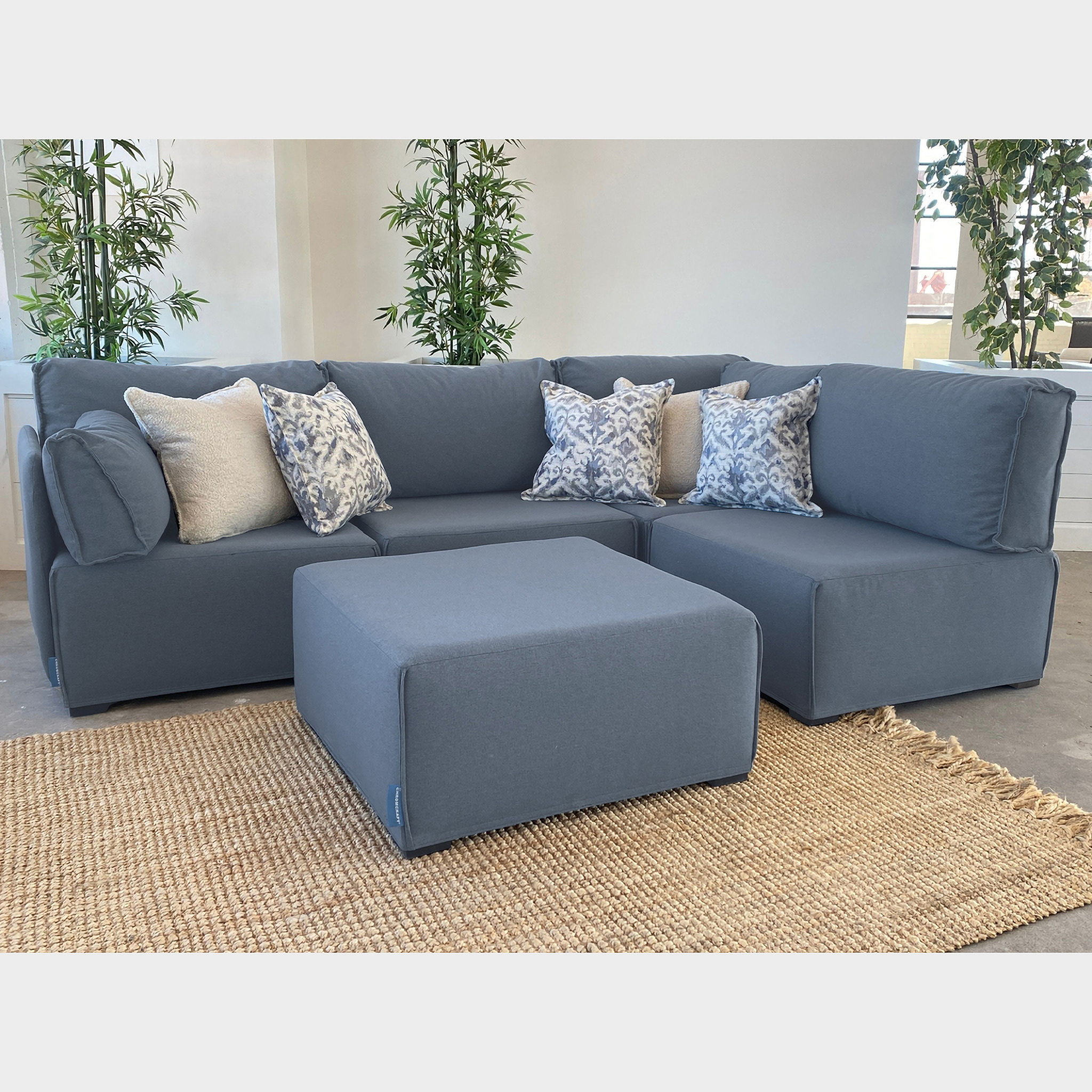 Austin 5 Piece Flexible Slipcover Modular Sofa Set with Square Leg In ...
