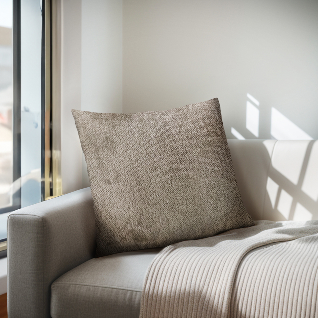 Ava Solid Square Pillow In Dark Taupe by Olliix | 1StopBedrooms