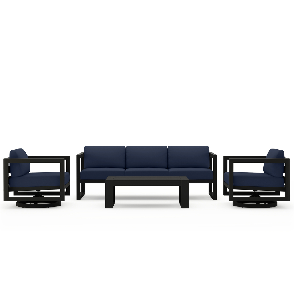 Avion 4 Piece Sofa Set with Swivel In Spectrum Indigo and Black by ...