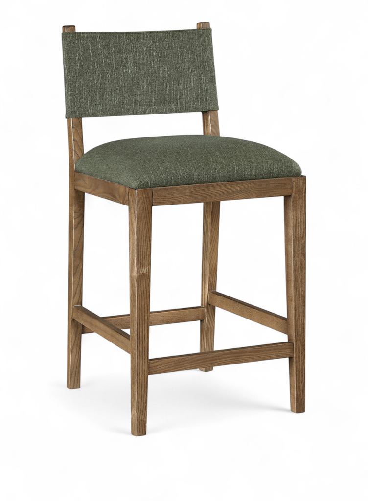 Avon Linen Textured Performance Fabric Upholstered Counter Stool In ...