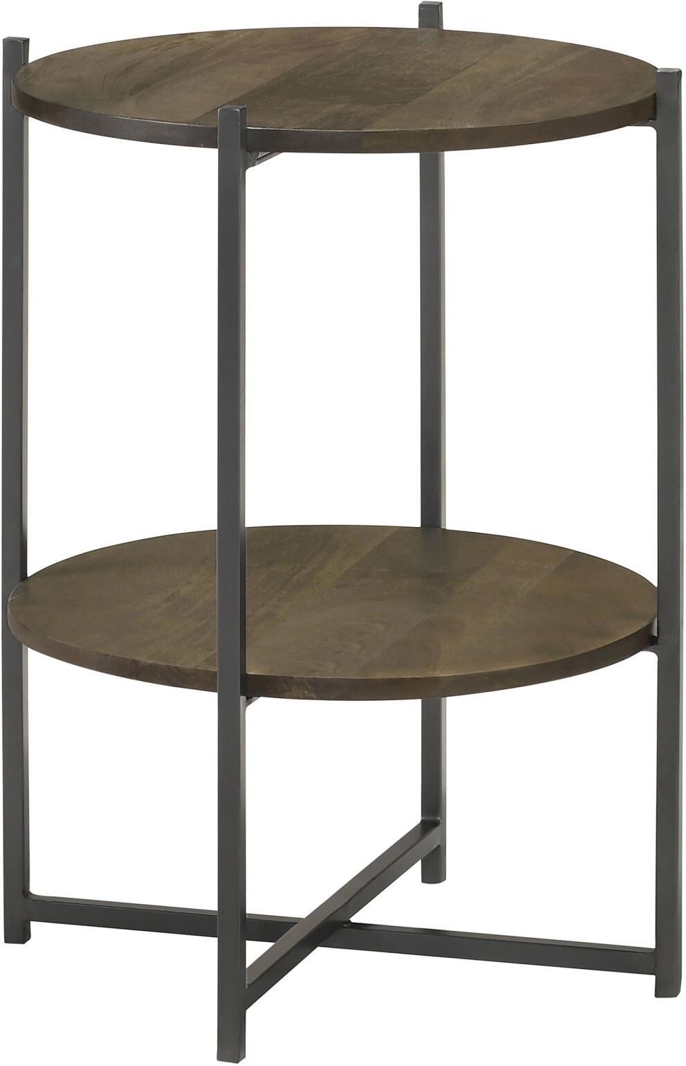 Axel Round Accent Table with Open Shelf Natural and Gunmetal by Coaster ...