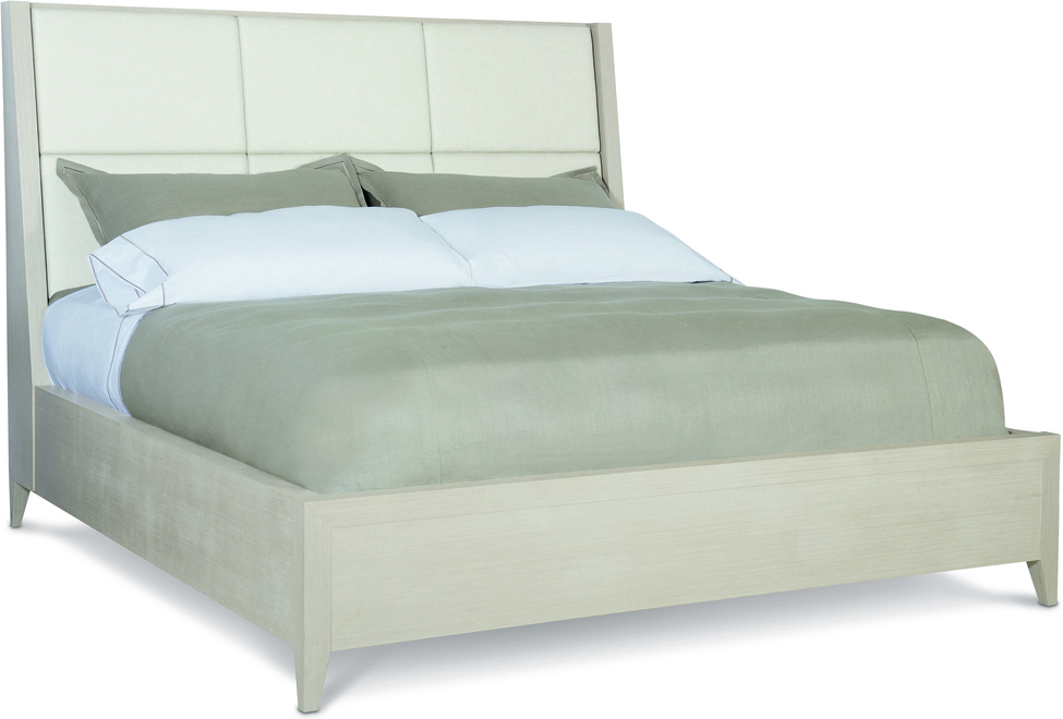 Axiom Queen Upholstered Panel Bed with Wooden Footboard and Side Rails ...